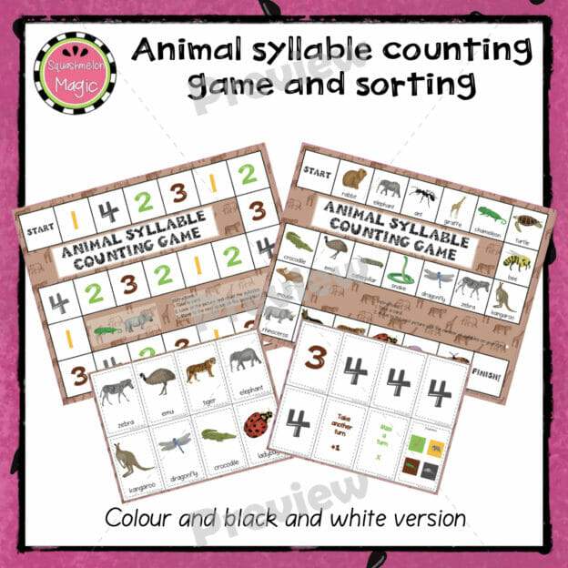 Animal syllable counting game and sorting - phonological awareness ...