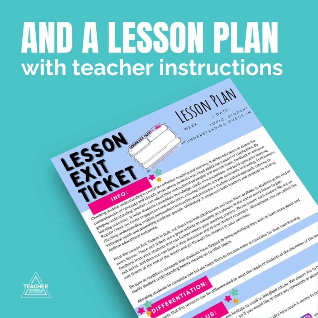 Lesson Exit Ticket - Teaching Resource
