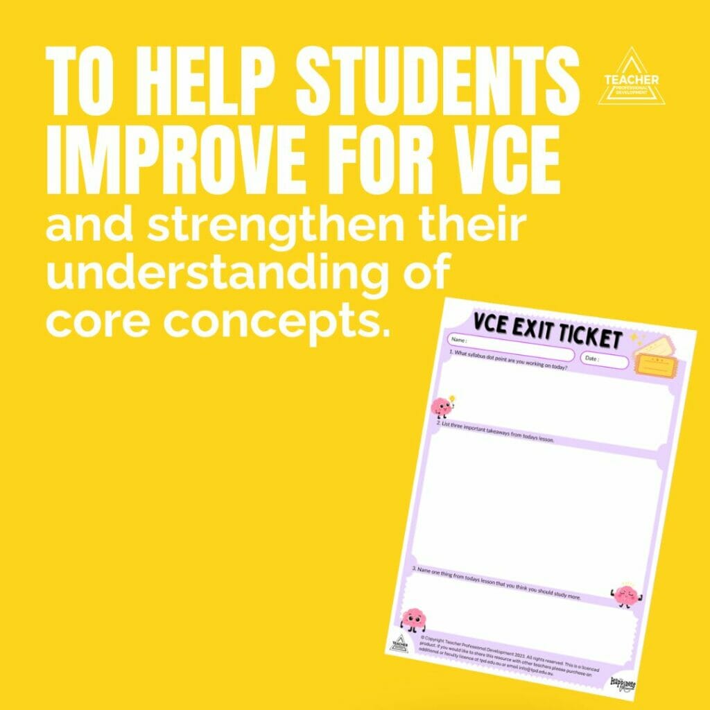 VCE Exit Ticket - Teaching Resource