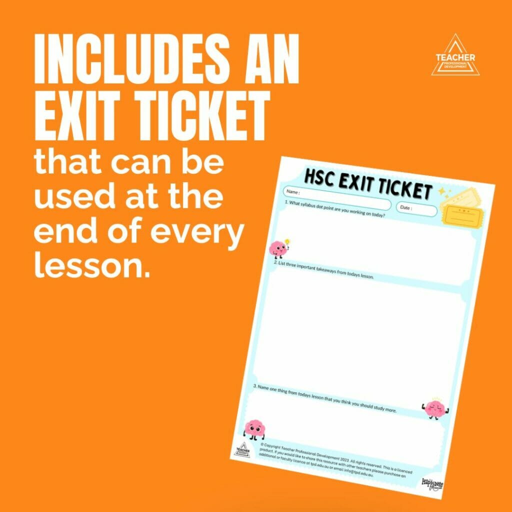HSC Exit Ticket - Teaching Resource