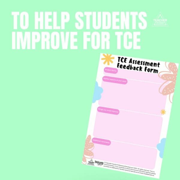 TCE Assessment Feedback Form - Teaching Resource