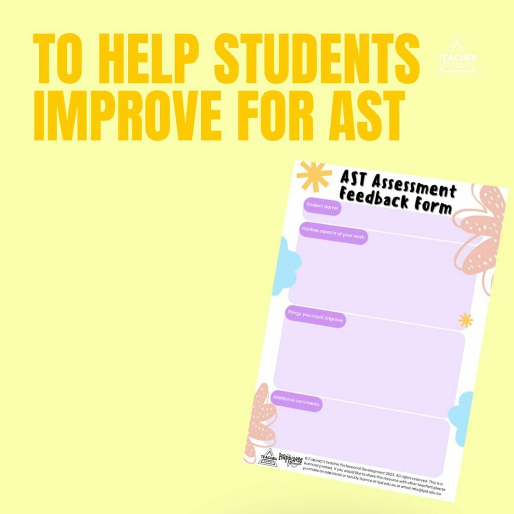AST Assessment Feedback Form - Teaching Resource