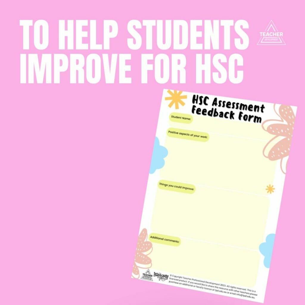 HSC Assessment Feedback Form - Teaching Resource