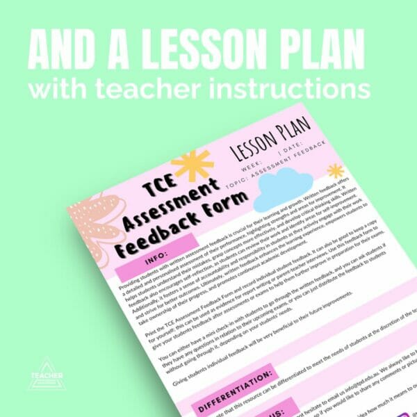 TCE Assessment Feedback Form - Teaching Resource