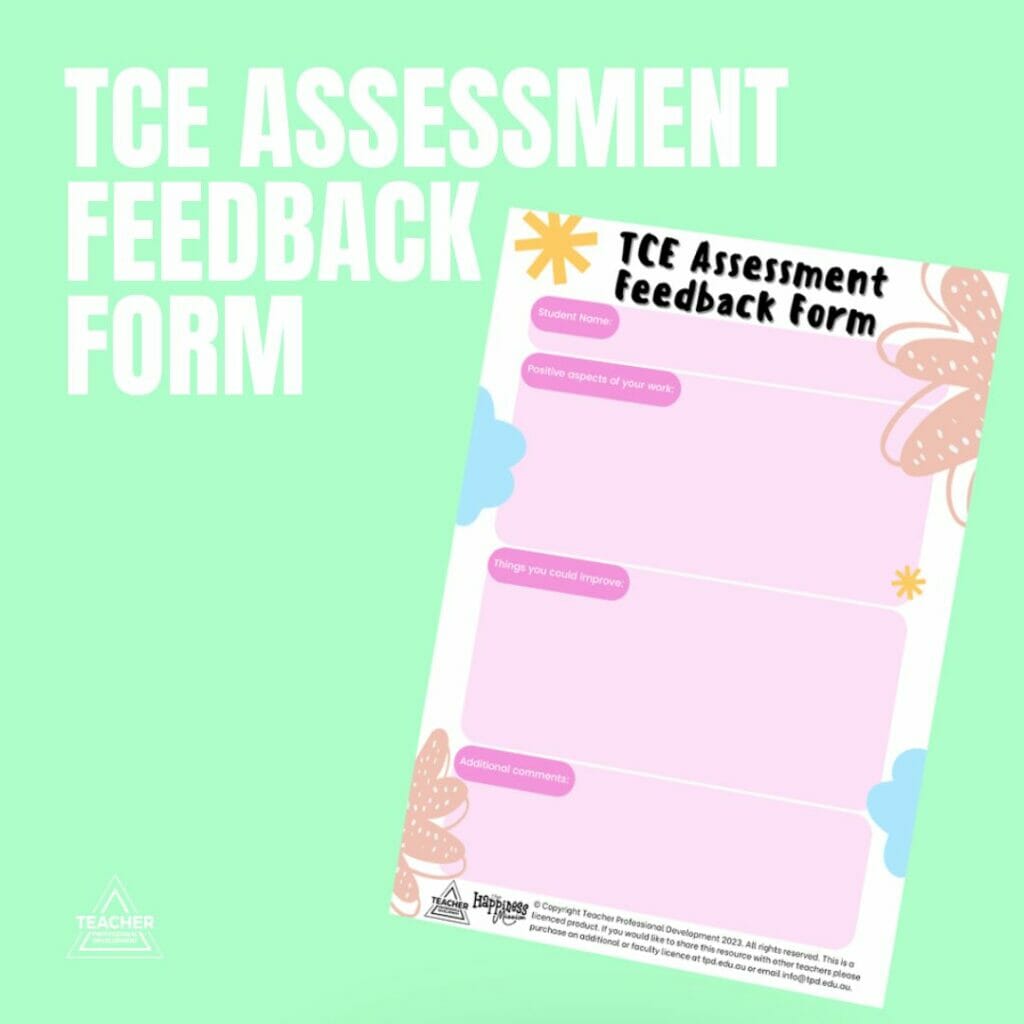 TCE Assessment Feedback Form - Teaching Resource