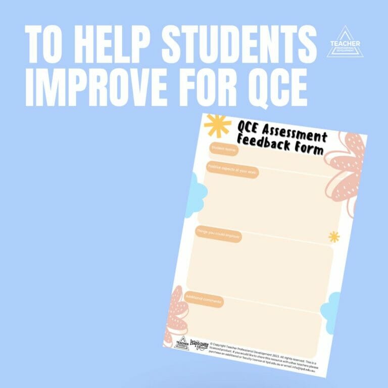 QCE Assessment Feedback Form - Teaching Resource