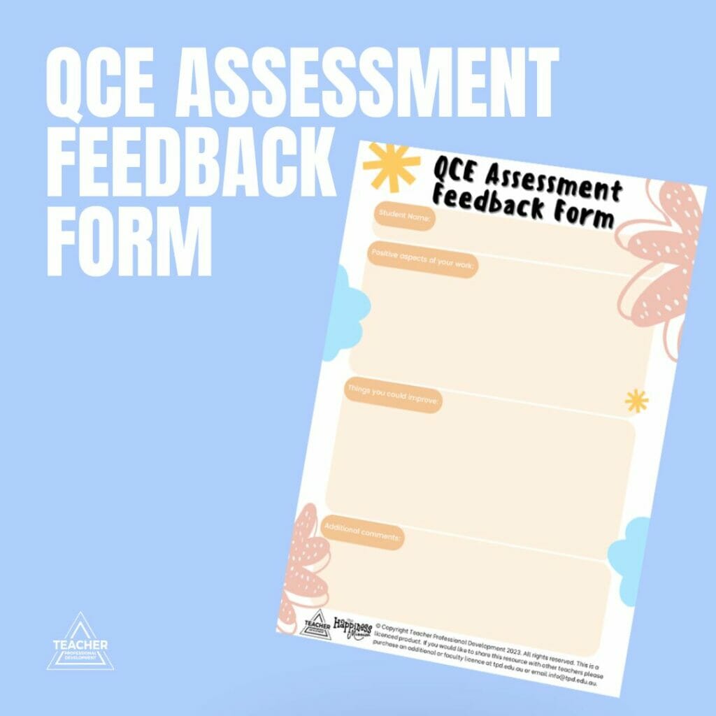 QCE Assessment Feedback Form - Teaching Resource