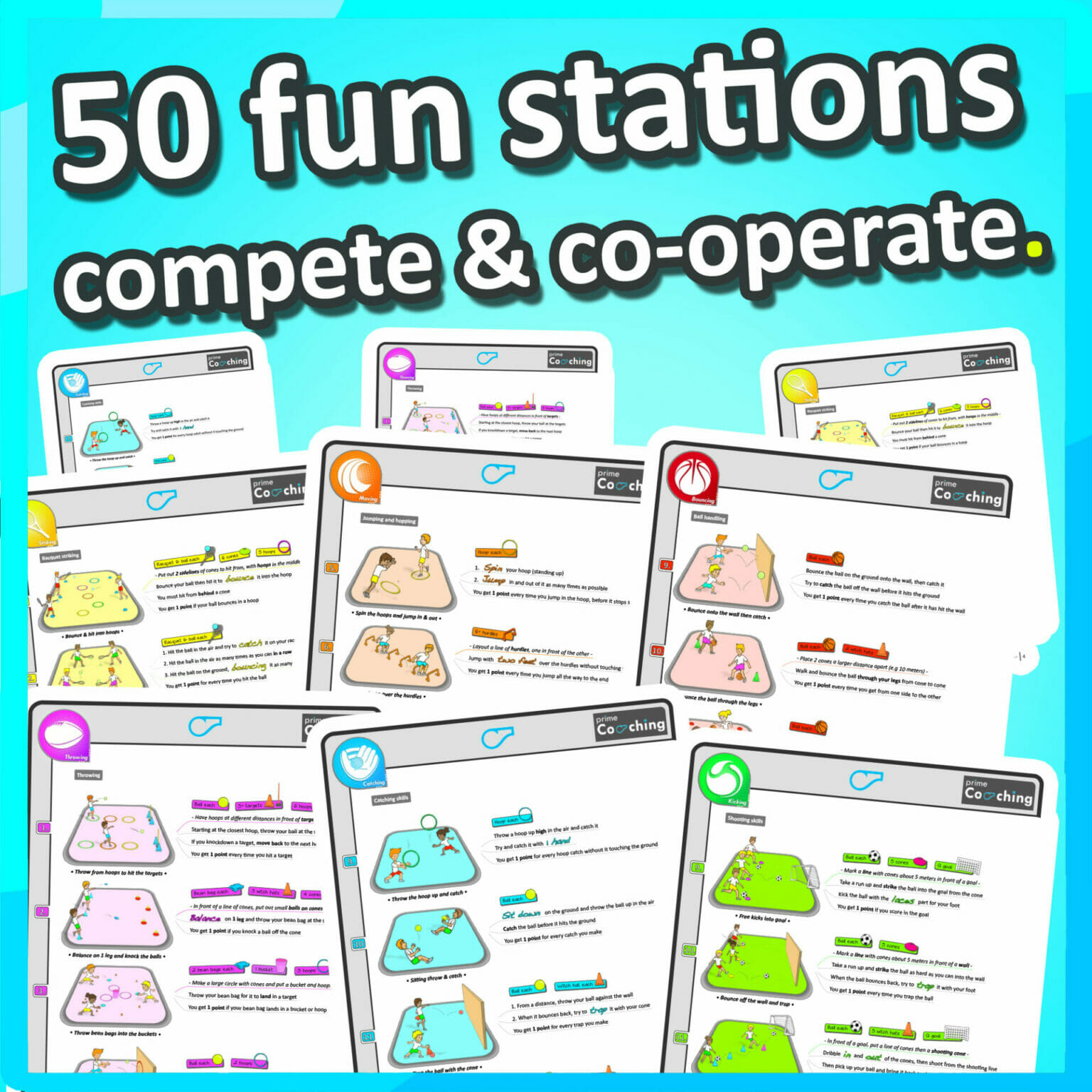 PE Games + Skill Stations: 50 activities for physical education - Grade ...