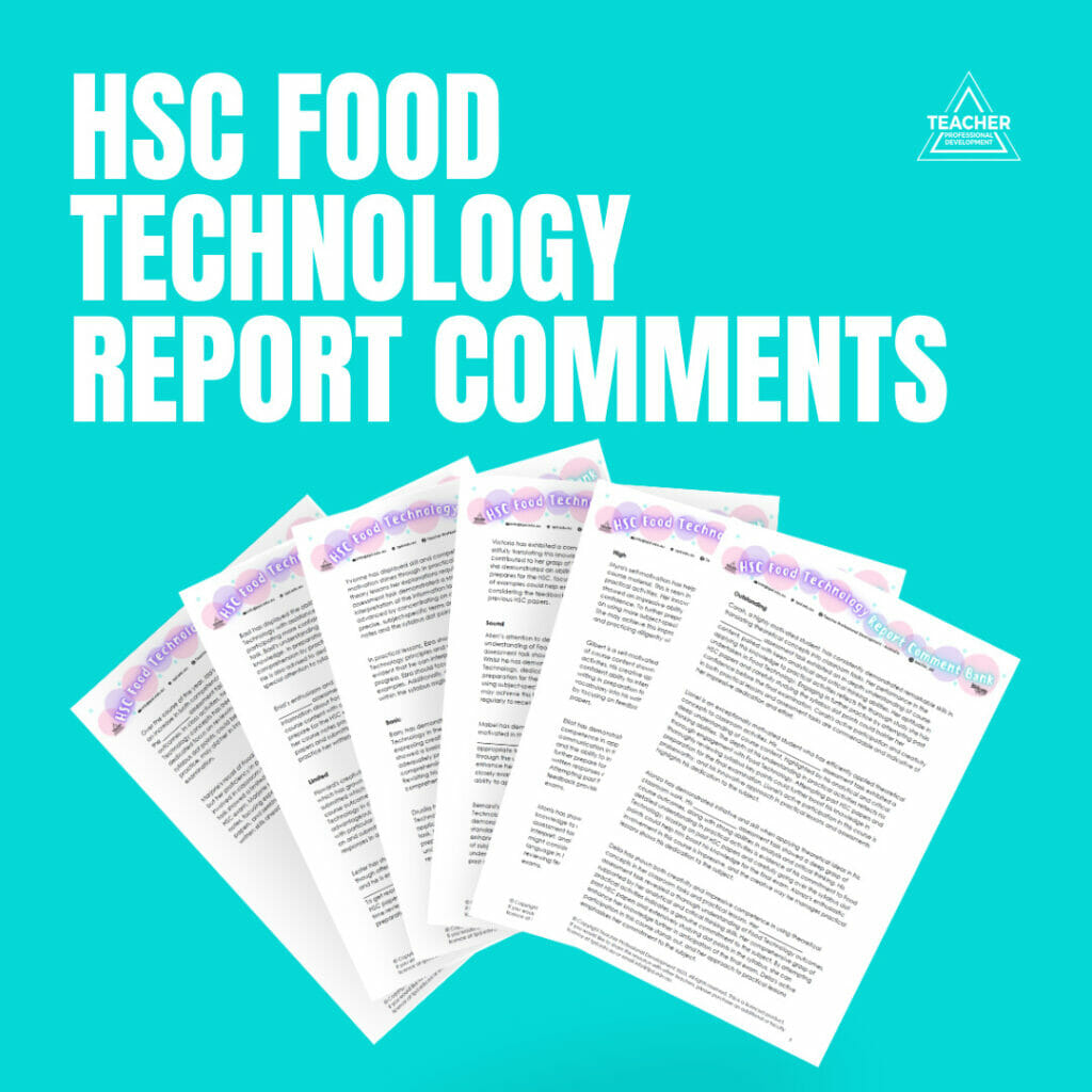 HSC Food Technology Report Comments Teacher Resource