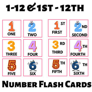 Counting Mastery: 1-12 & 1st - 12th Number Flash Cards - Teacher ...
