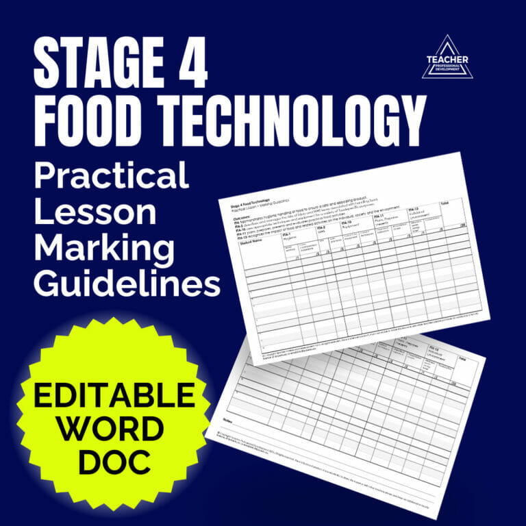 Year 7 & 8 Food Technology Practical Marking Guidelines - Teaching Resource