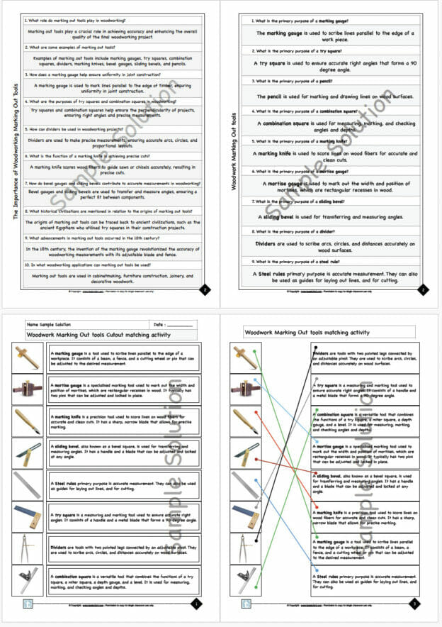 Woodwork Lessons - Set 7 - "Woodwork Marking Out Tools" - Teacher ...