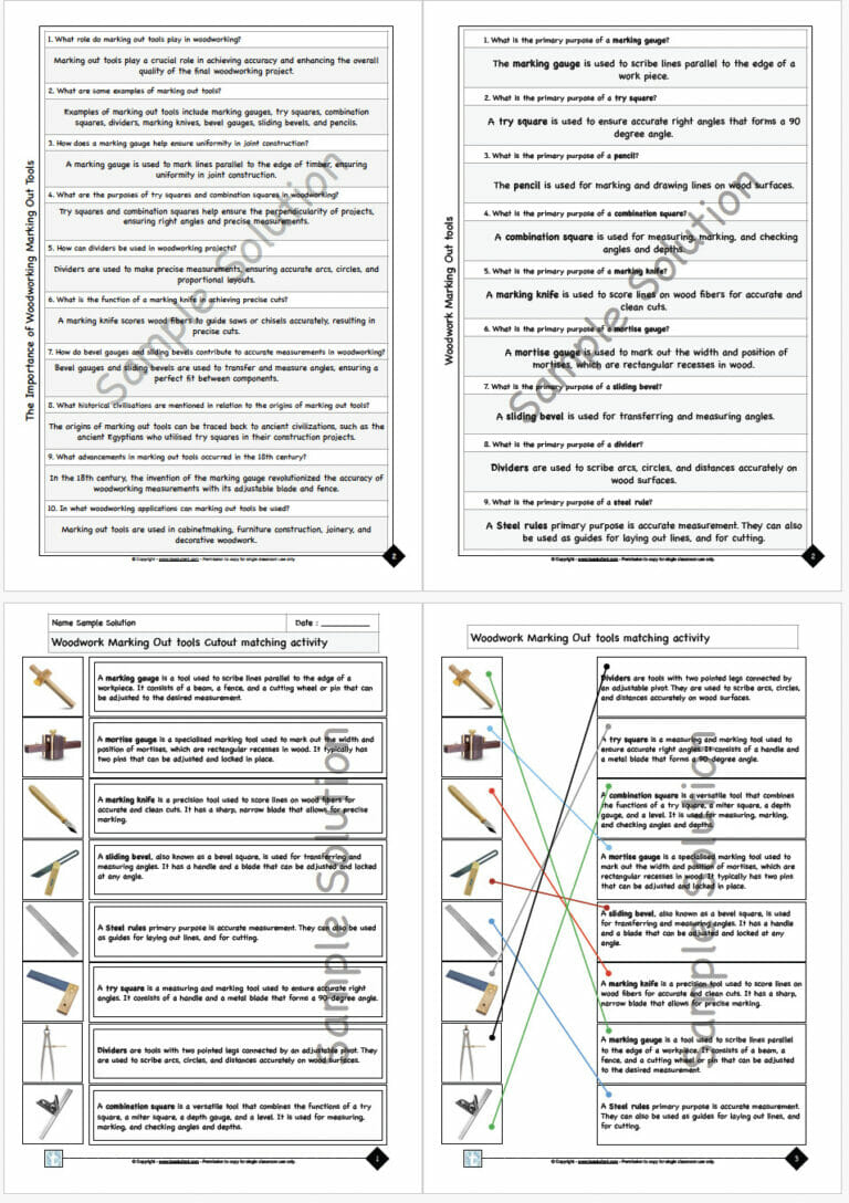 Woodwork Lessons - Set 7 - "Woodwork Marking Out Tools" - Teacher ...