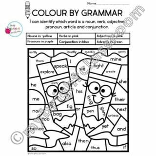 Color by Number Grammar Worksheets - Teacher Professional Development