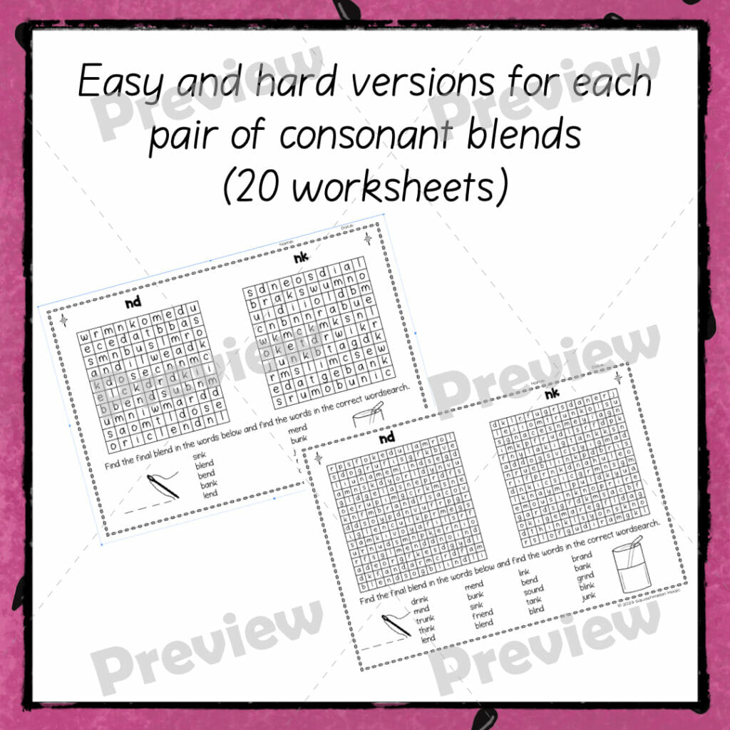 Final consonant blend wordsearch sort - literacy worksheets - Teacher ...