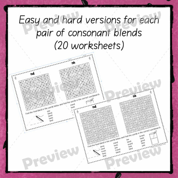 Final consonant blend wordsearch sort - literacy worksheets - Teacher ...