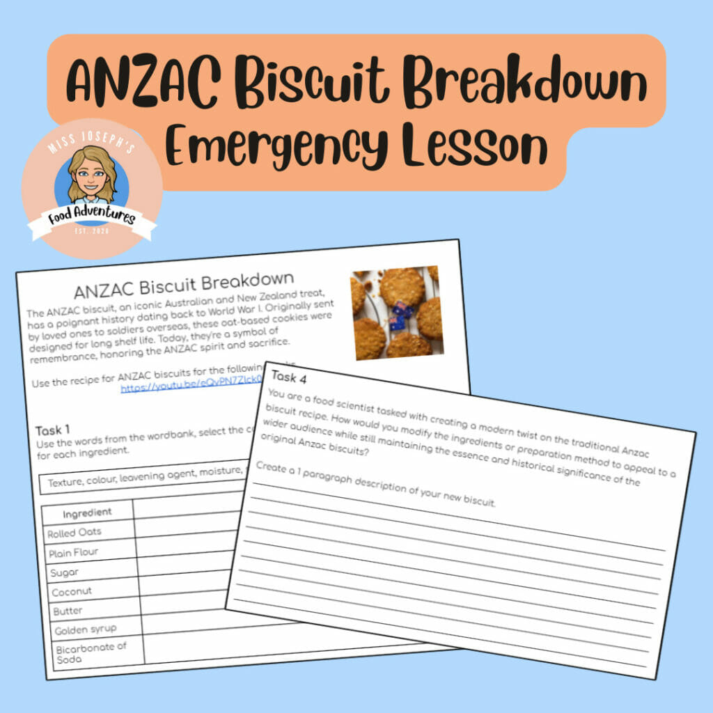 ANZAC Biscuit Breakdown Emergency Lesson - ANSWERS include - Teacher ...
