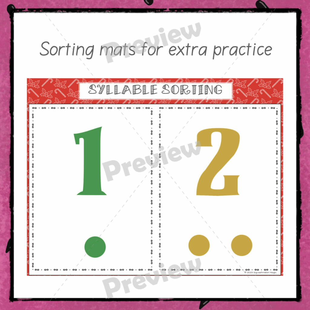 Christmas syllable counting game and sorting - phonological awareness ...