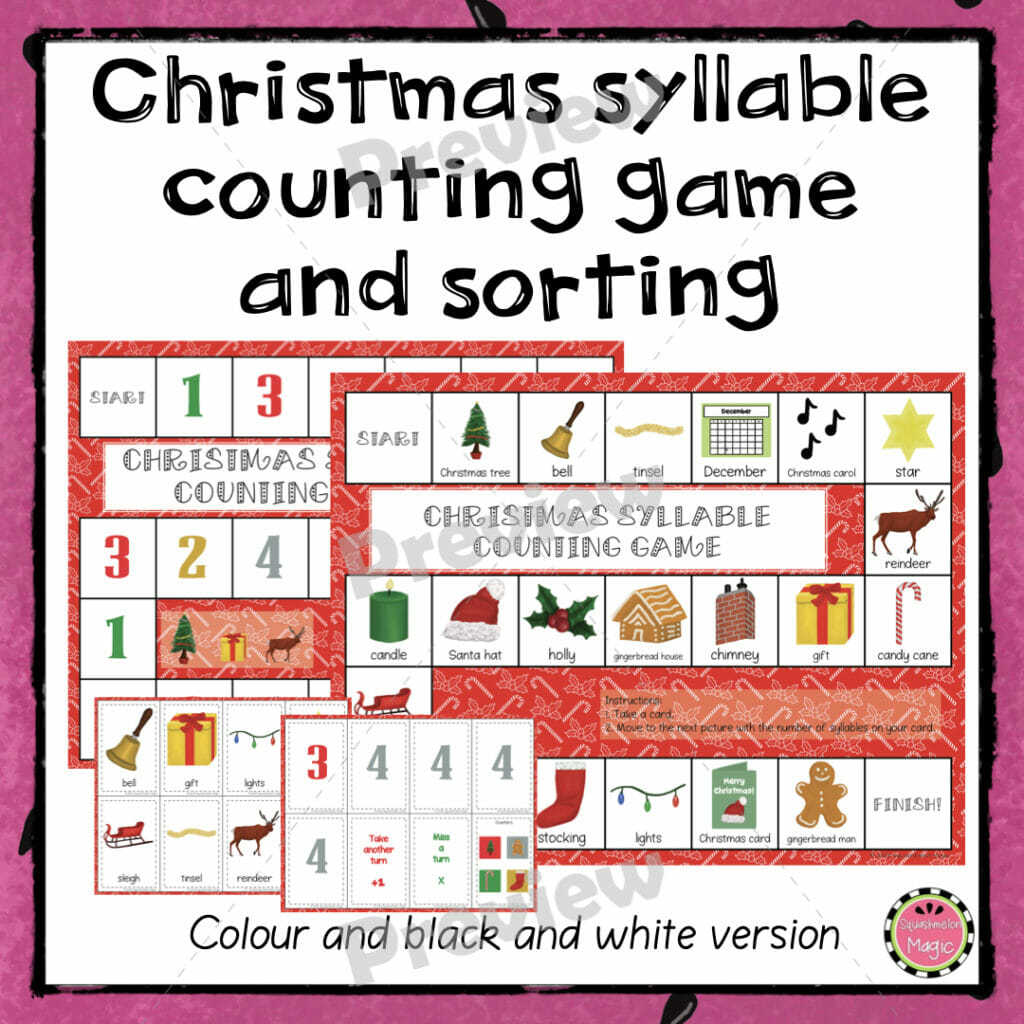 Christmas syllable counting game and sorting - phonological awareness ...