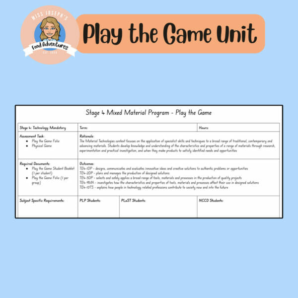 Play the Game Unit - Teacher Professional Development