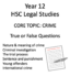 Yr.12 Legal Studies: Crime - True or false vocab revision - Teacher ...
