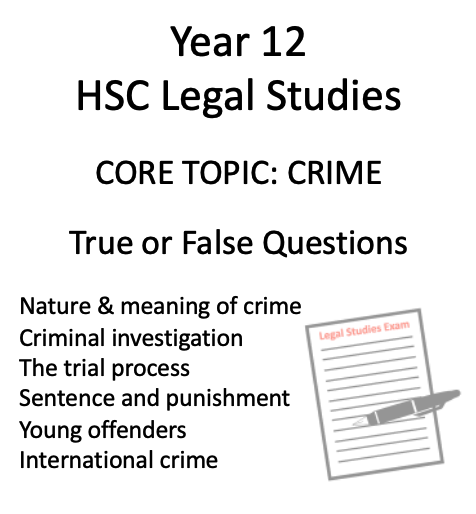 Yr.12 Legal Studies: Crime - True or false vocab revision - Teacher ...