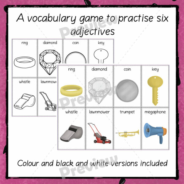 Adjective Capture 2 - Vocabulary game matching pictures to six ...