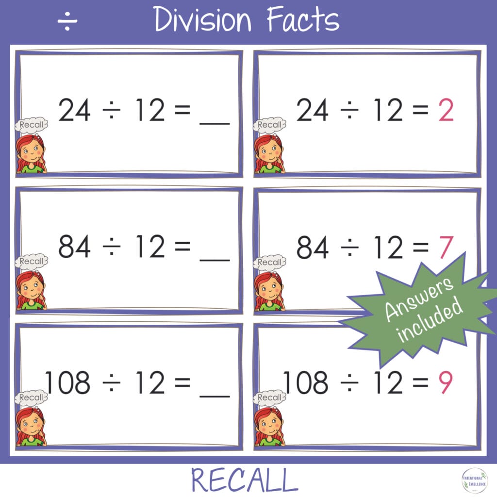 BUNDLE 12 Multiplication Division Number Facts Rapid Recall Routines ...