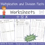 12 Times Tables Basic Multiplication Division Facts WARM UP Worksheets ...