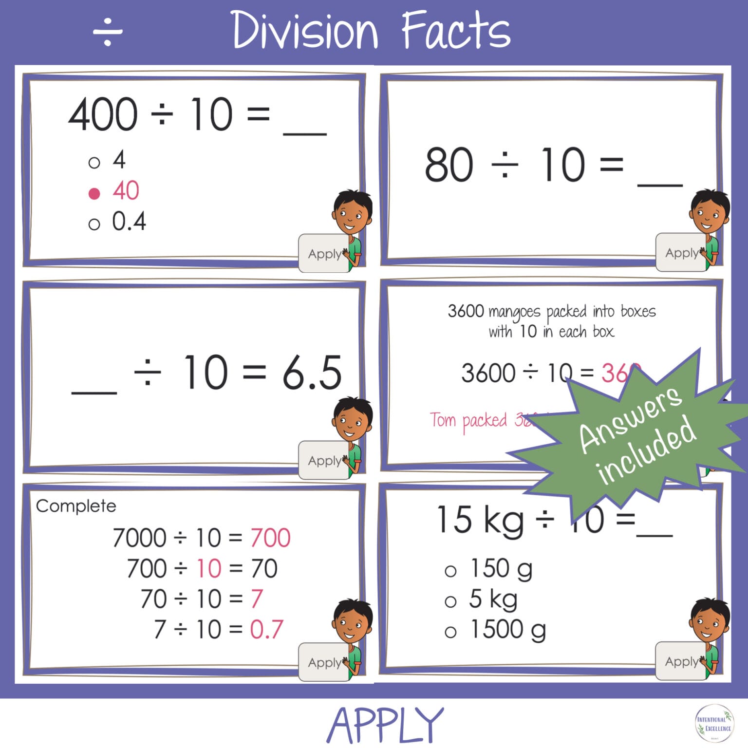 BUNDLE 10 Multiplication Division Number Facts WARM UP Activity and ...