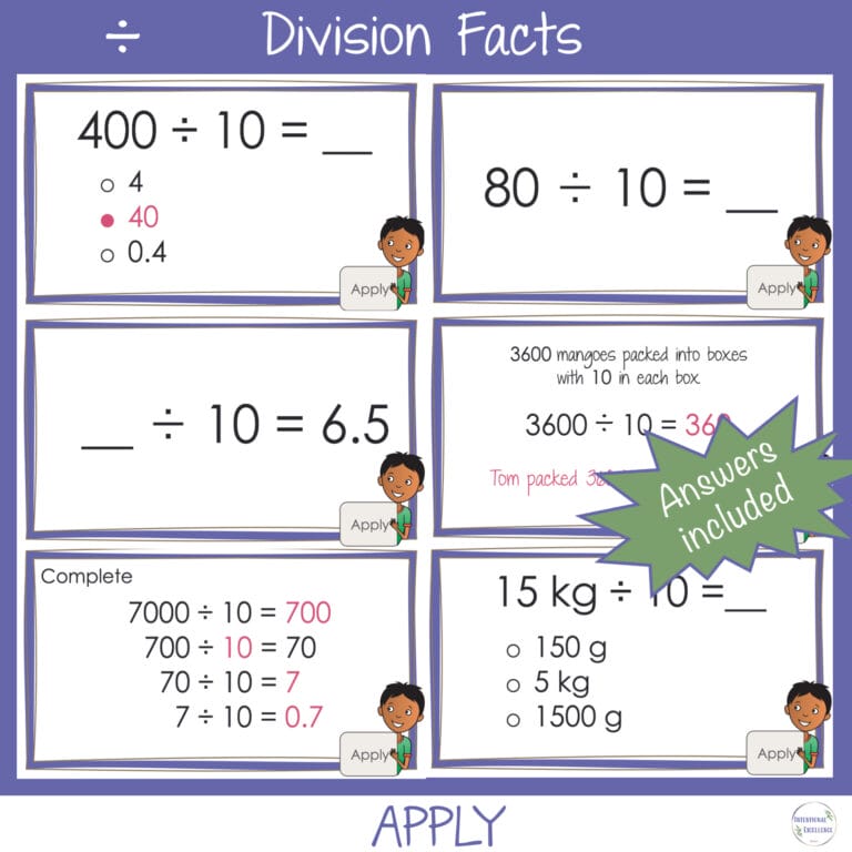 BUNDLE 10 Multiplication Division Number Facts WARM UP Activity and ...