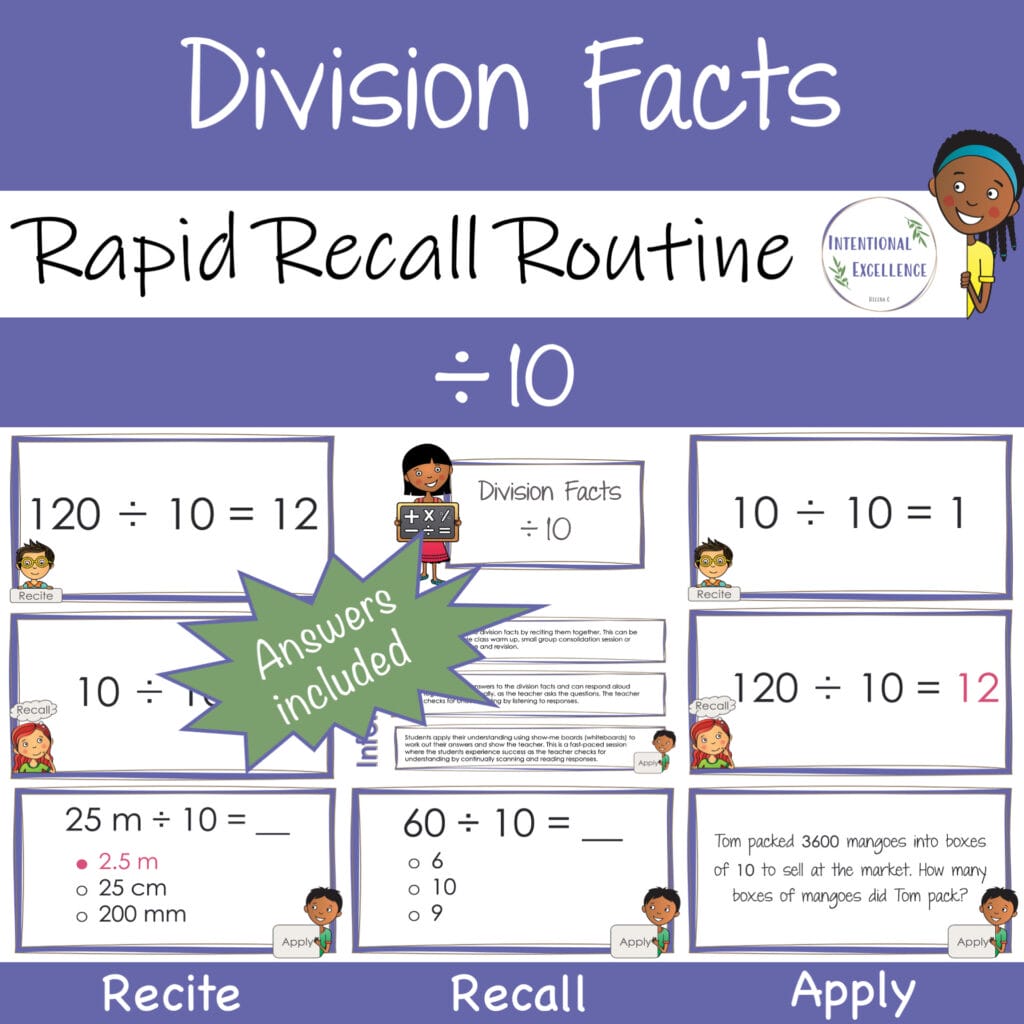BUNDLE 10 Multiplication Division Number Facts WARM UP Activity and ...