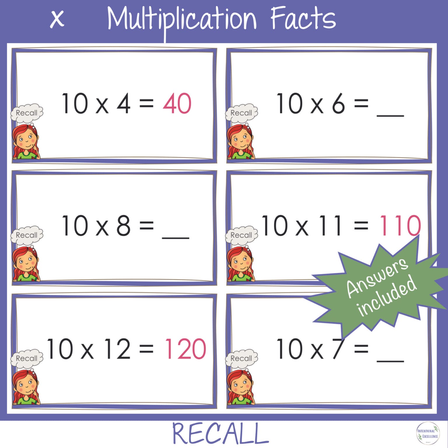 BUNDLE 10 Multiplication Division Number Facts WARM UP Activity and ...