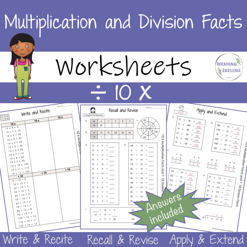 BUNDLE 10 Multiplication Division Number Facts WARM UP Activity and ...