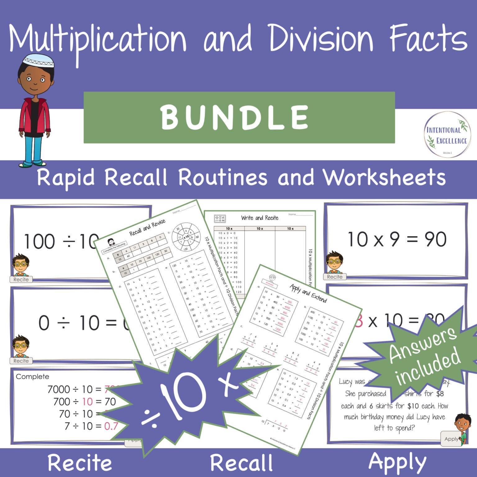 BUNDLE 10 Multiplication Division Number Facts WARM UP Activity and ...