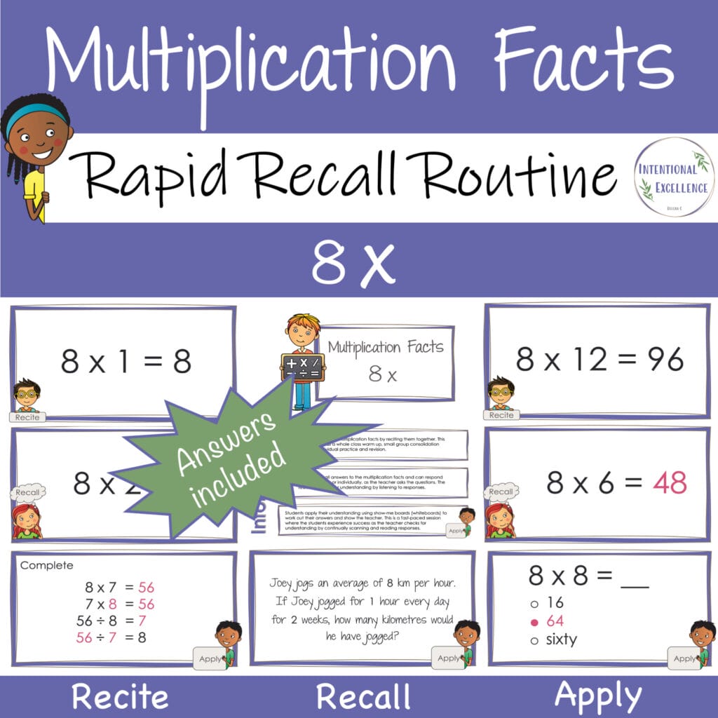 BUNDLE 8 Multiplication Division Number Facts WARM UP Activity and ...