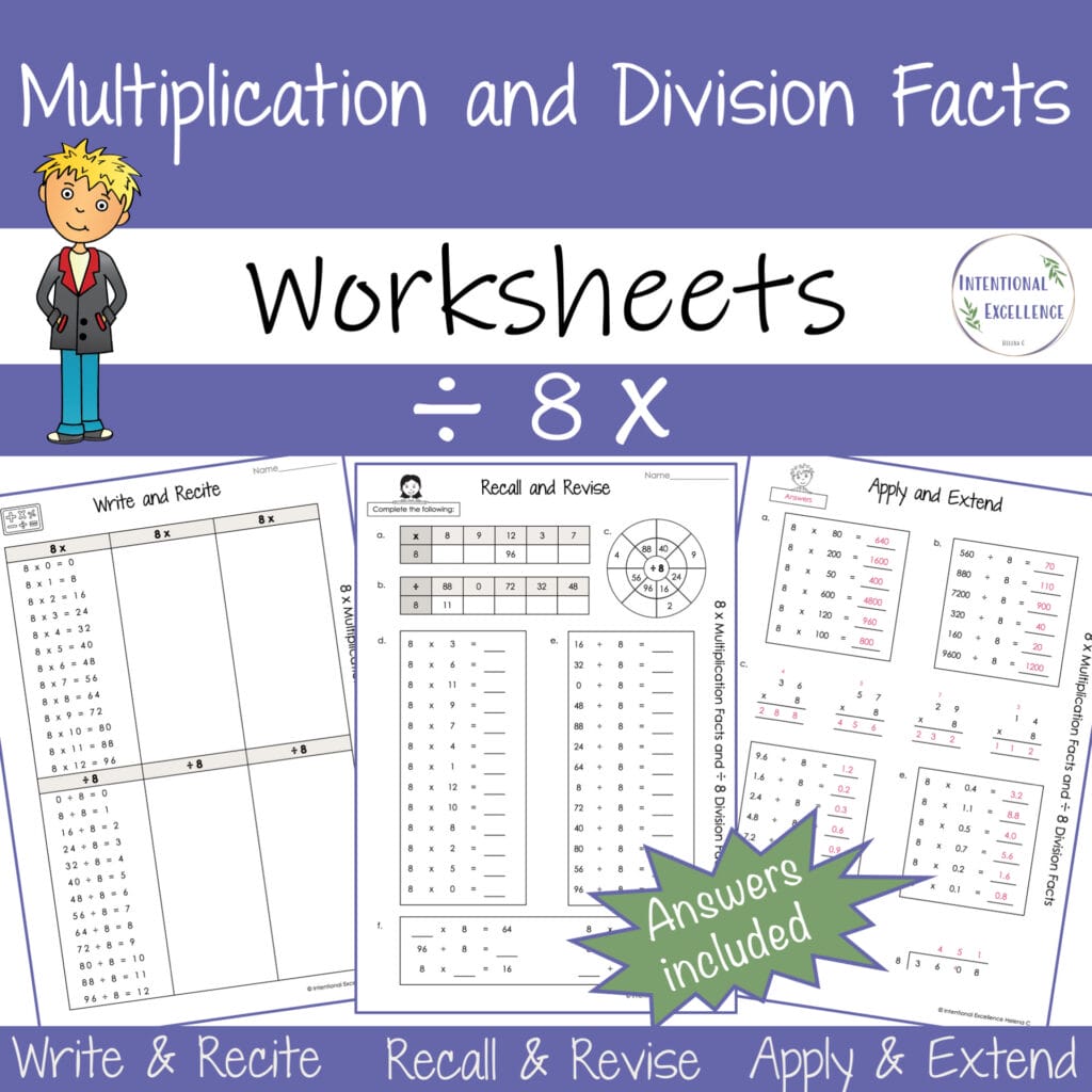 BUNDLE 8 Multiplication Division Number Facts WARM UP Activity and ...