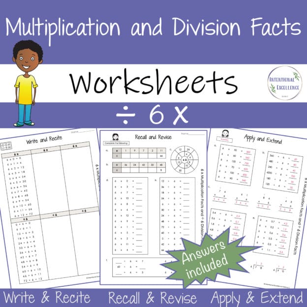 BUNDLE 6 Multiplication Division Number Facts WARM UP Activity and ...