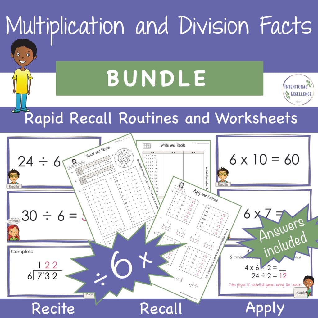 BUNDLE 6 Multiplication Division Number Facts WARM UP Activity and ...