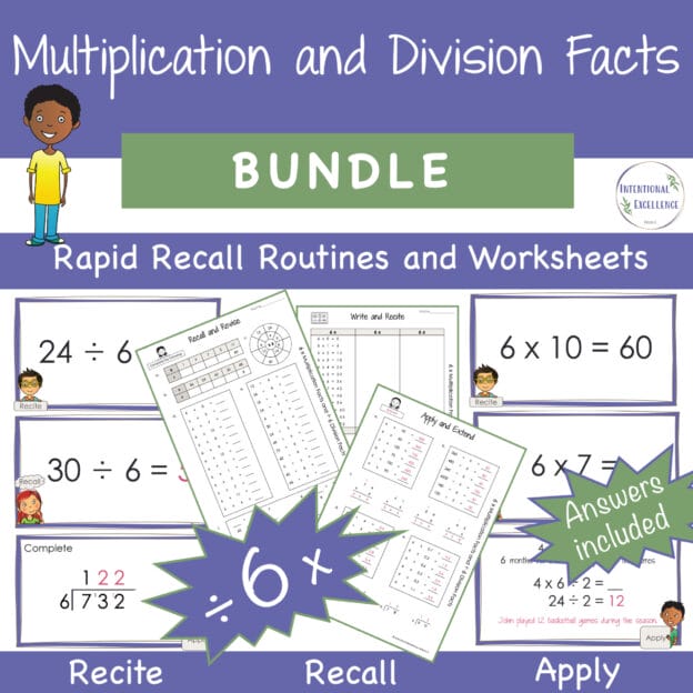 BUNDLE 6 Multiplication Division Number Facts WARM UP Activity and ...