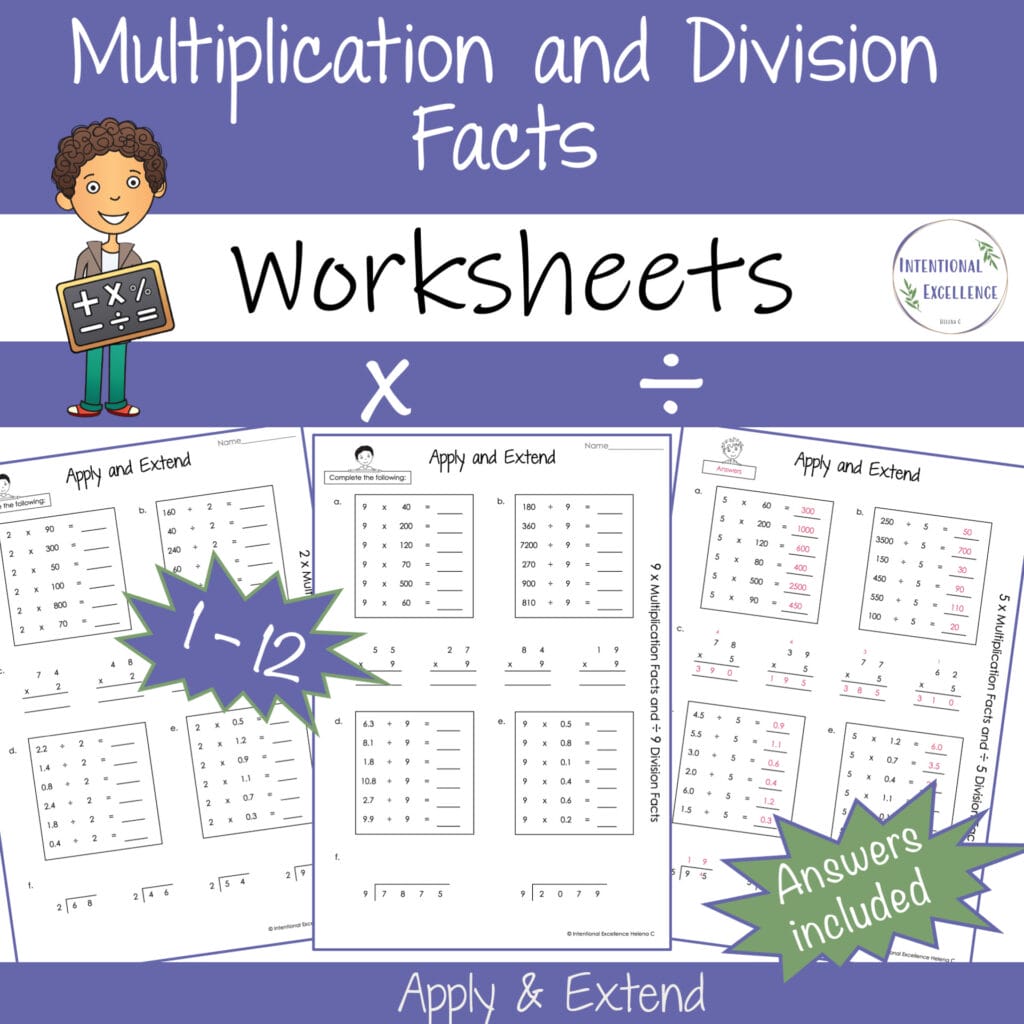 Apply and Extend WORKSHEETS 1-12 Multiplication and Division Basic ...