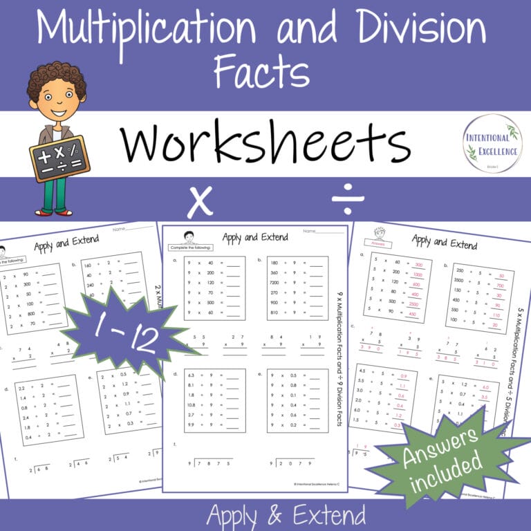 BUNDLE WORKSHEETS 1-12 Multiplication and Division Basic Facts Times ...