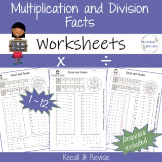 BUNDLE WORKSHEETS 1-12 Multiplication and Division Basic Facts Times ...