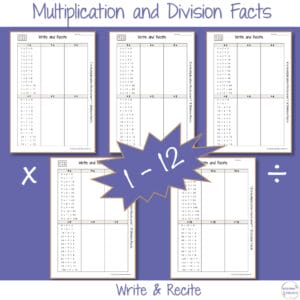 BUNDLE WORKSHEETS 1-12 Multiplication and Division Basic Facts Times ...