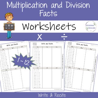 BUNDLE WORKSHEETS 1-12 Multiplication and Division Basic Facts Times ...