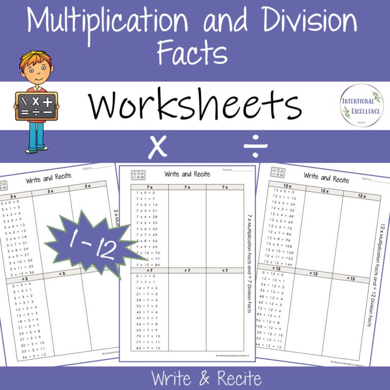 BUNDLE WORKSHEETS 1-12 Multiplication and Division Basic Facts Times ...