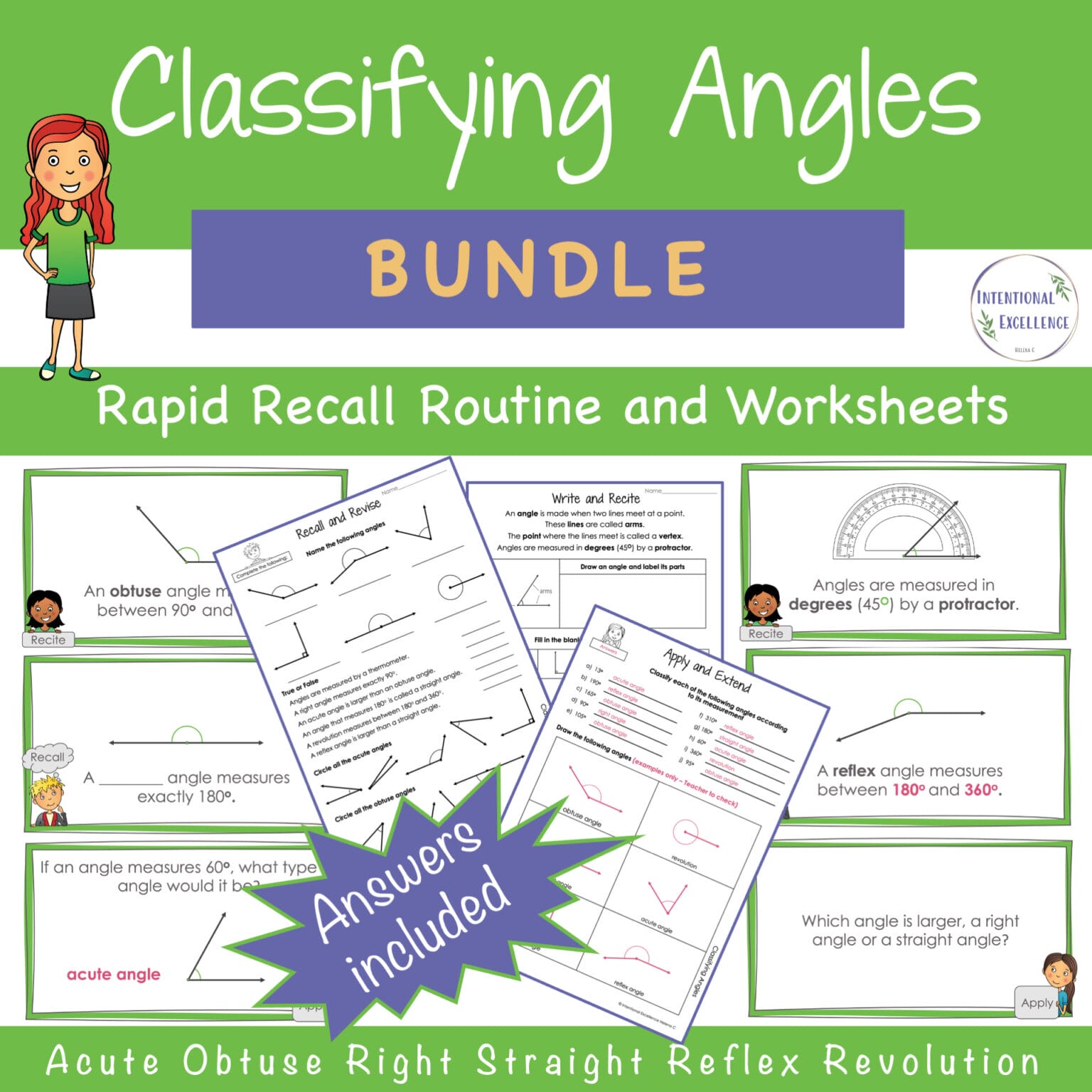 BUNDLE Classifying Angles WARM UP Activity and Worksheets Math Review ...