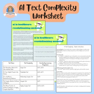 AI Text Complexity Worksheet - Teacher Professional Development