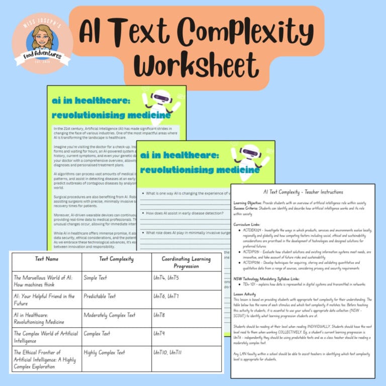 AI Text Complexity Worksheet - Teacher Professional Development