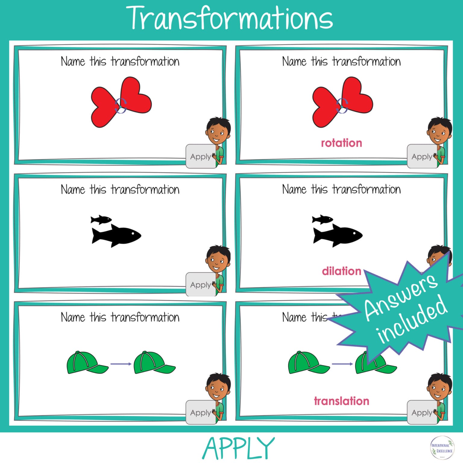 BUNDLE 2D Transformations Dilation Reflection Rotation Translation WARM ...